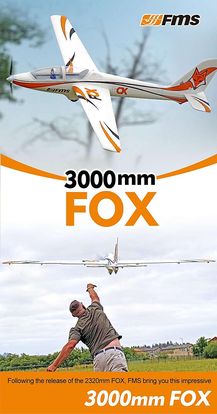 FMS Fox Glider 3000mm w/Reflex Gyro V2 PNP - Norwegian Modellers